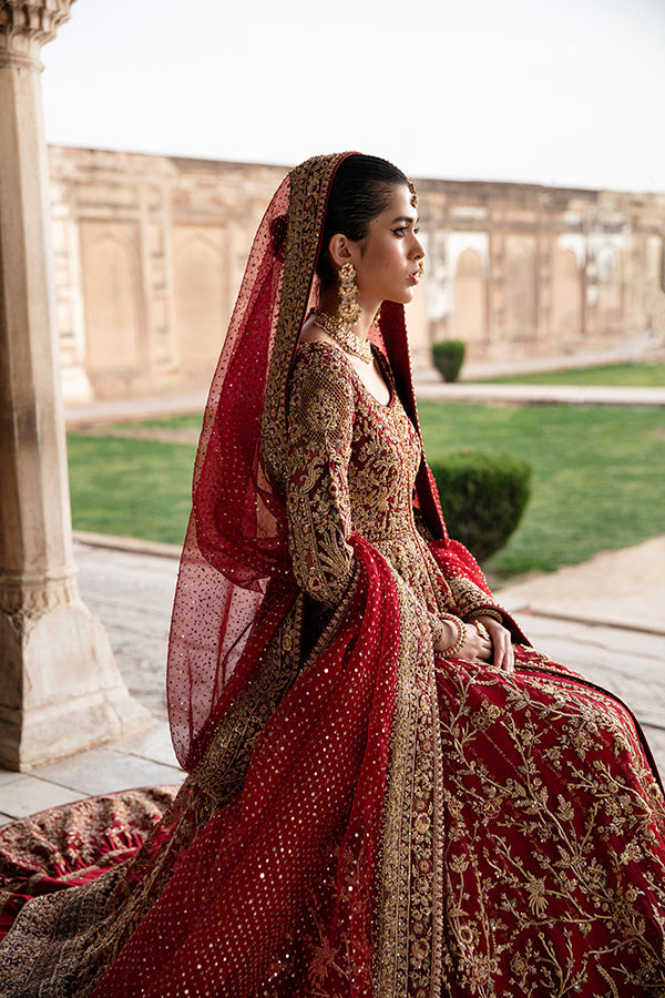 Red Lehenga and Pishwas Frock Pakistani Bridal Dress – Nameera by Farooq