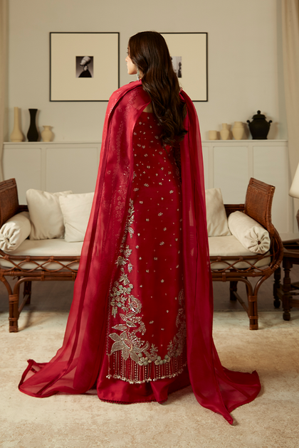 Red Pakistani Wedding Dress in Kameez Trouser Style – Nameera by Farooq