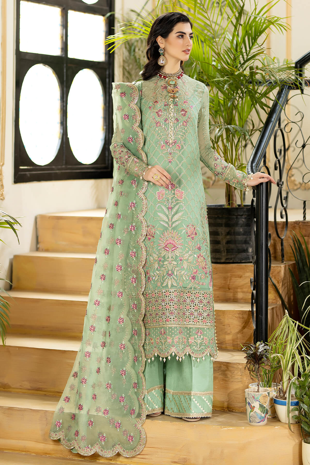 Embroidered Pakistani Salwar Kameez in Premium Chiffon – Nameera by Farooq