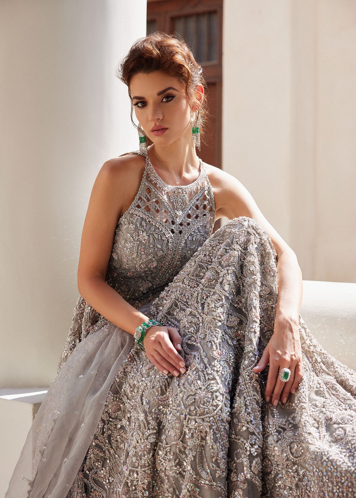 Royal Pakistani Bridal Gown and Dupatta Wedding Dress – Nameera by Farooq