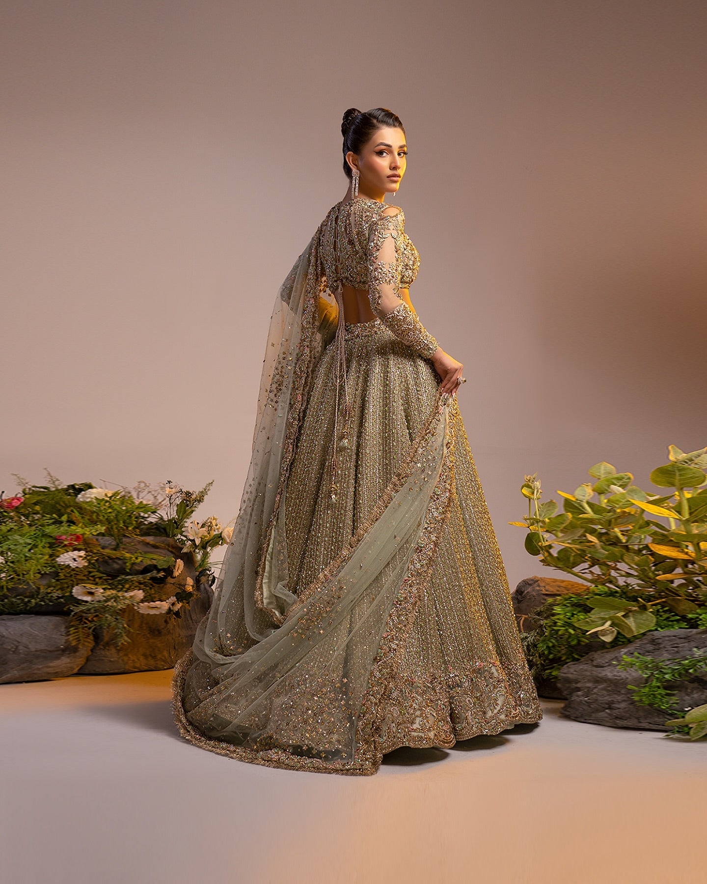 Indian Bridal Dress in Wedding Lehenga and Choli Style – Nameera by Farooq