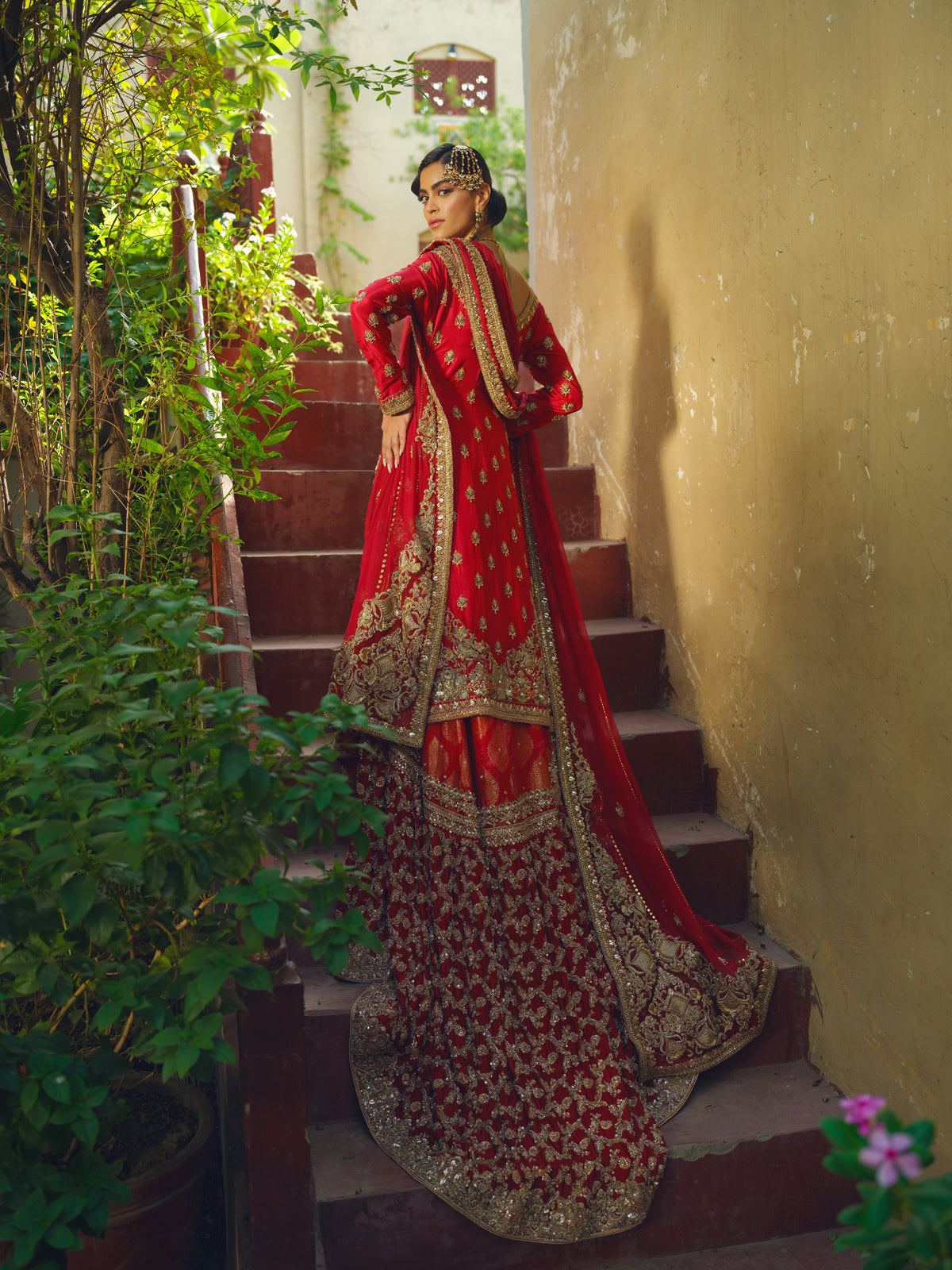 Royal Lehenga Kameez Style Red Pakistani Bridal Dress – Nameera by Farooq