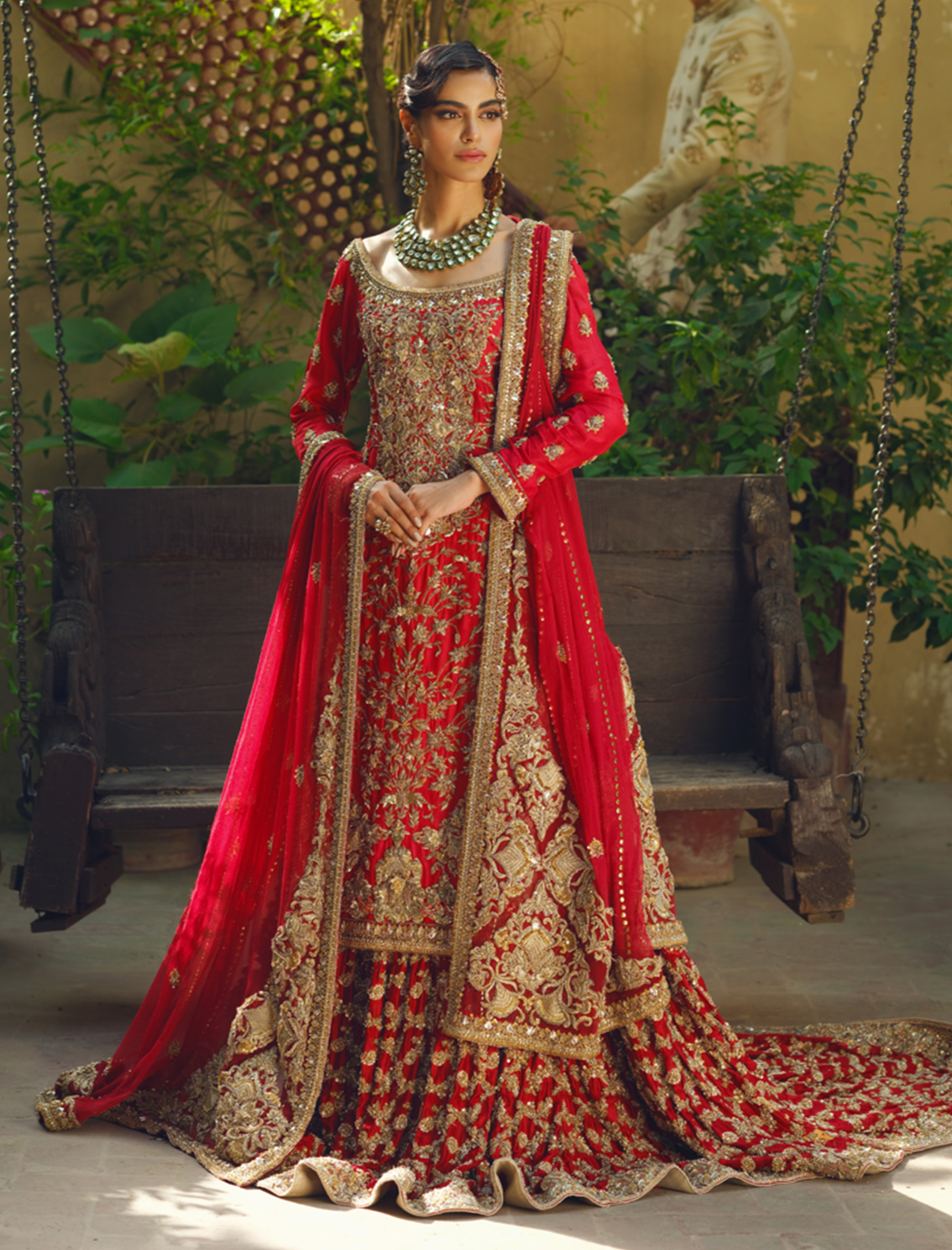 Royal Lehenga Kameez Style Red Pakistani Bridal Dress – Nameera by Farooq