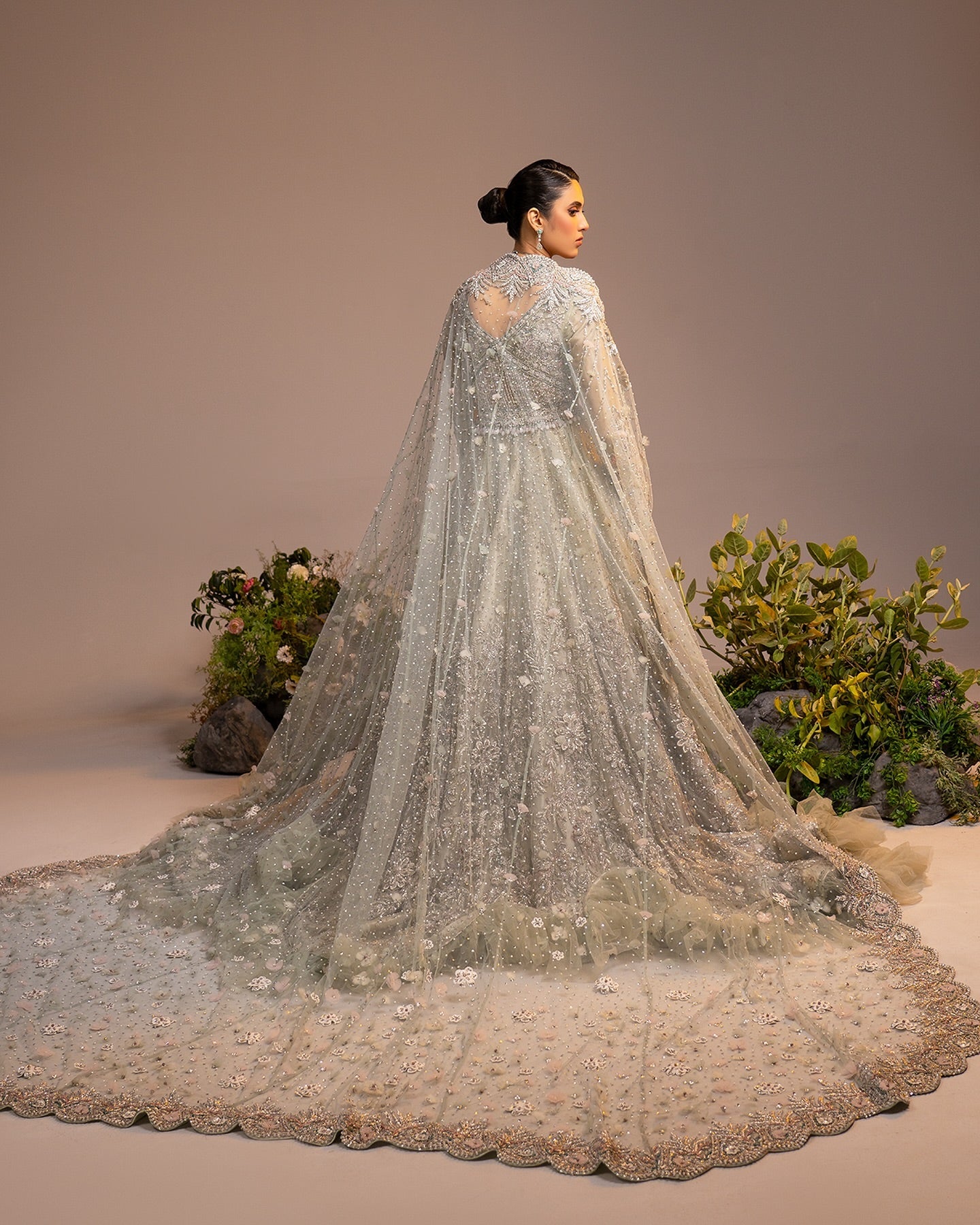 Royal Pakistani Bridal Outfit in Embellished Gown Style – Nameera by Farooq