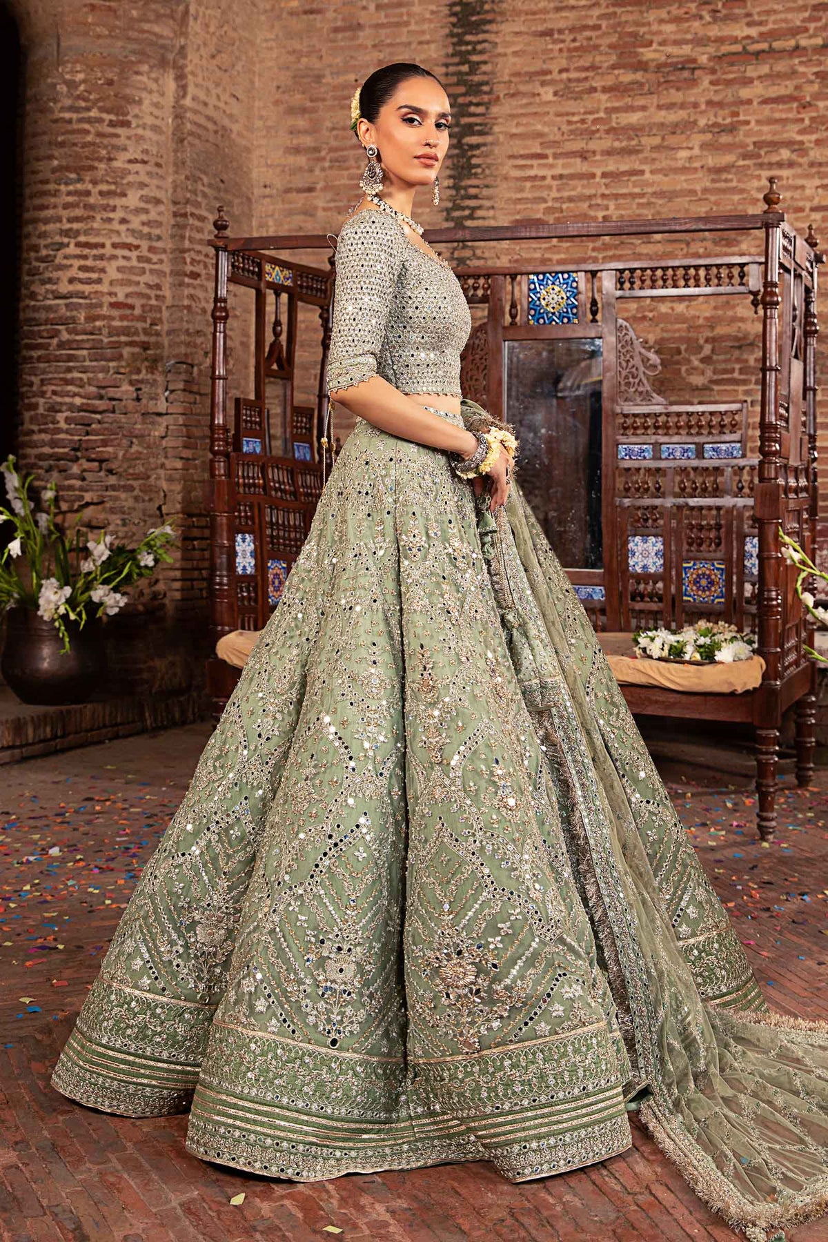 Pakistani Wedding Dress in Bridal Choli Lehenga Style – Nameera by Farooq