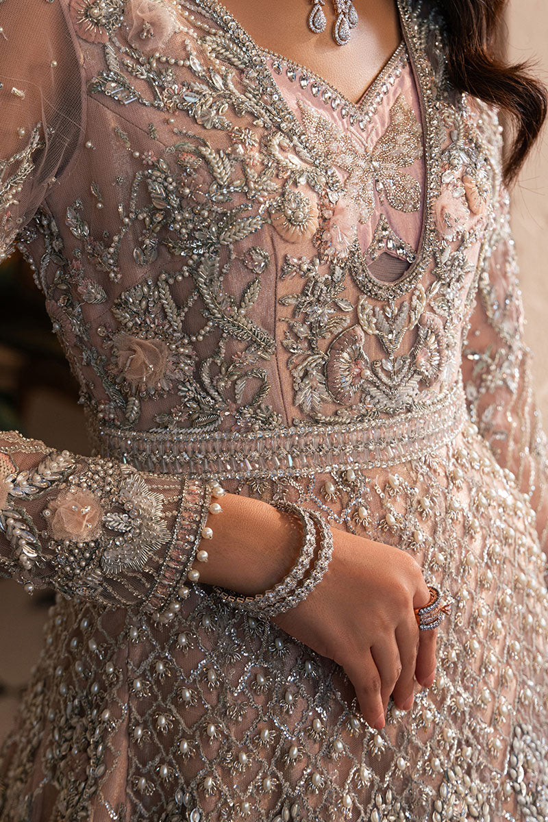 Pakistani Wedding Dress in Pink Bridal Gown Veil Style – Nameera by Farooq