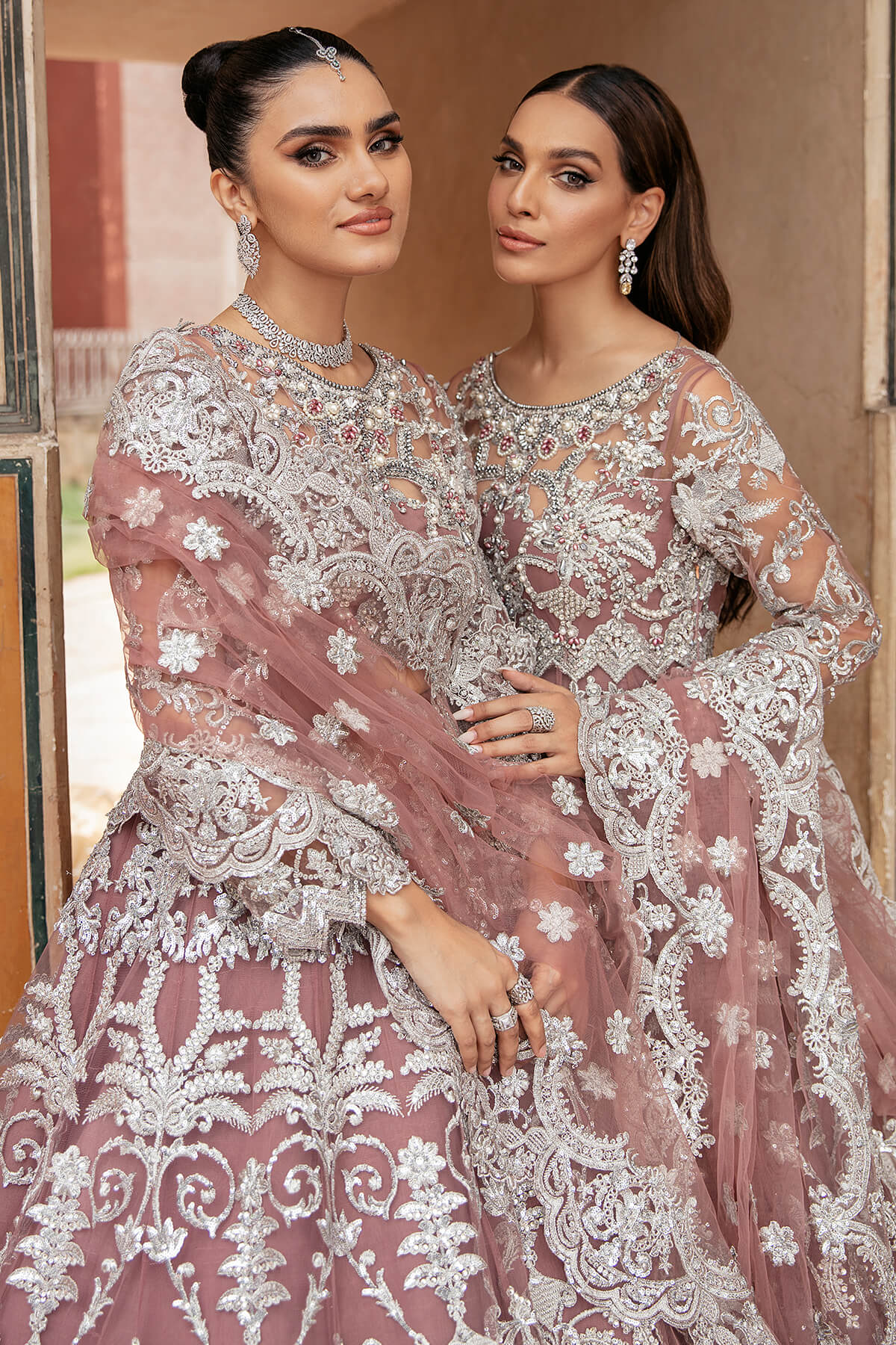 Pakistani Wedding Dress in Traditional Net Maxi Style – Nameera by Farooq