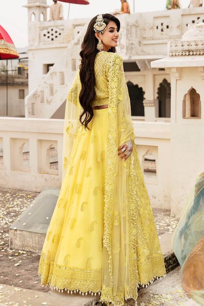 Yellow Lehenga Choli Bridal Mehndi Dress for Wedding – Nameera by Farooq