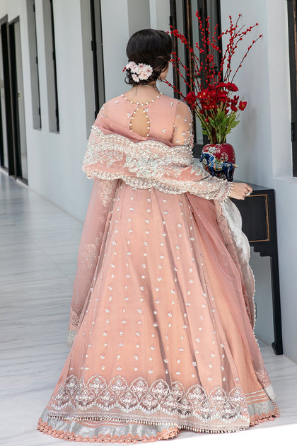Evangeline: Exquisite Pakistani Bridal Dress in Pastels – Nameera by Farooq