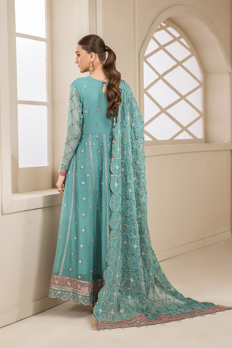 Elegant Sky Blue Embroidered Pakistani Frock Party Dress – Nameera by ...