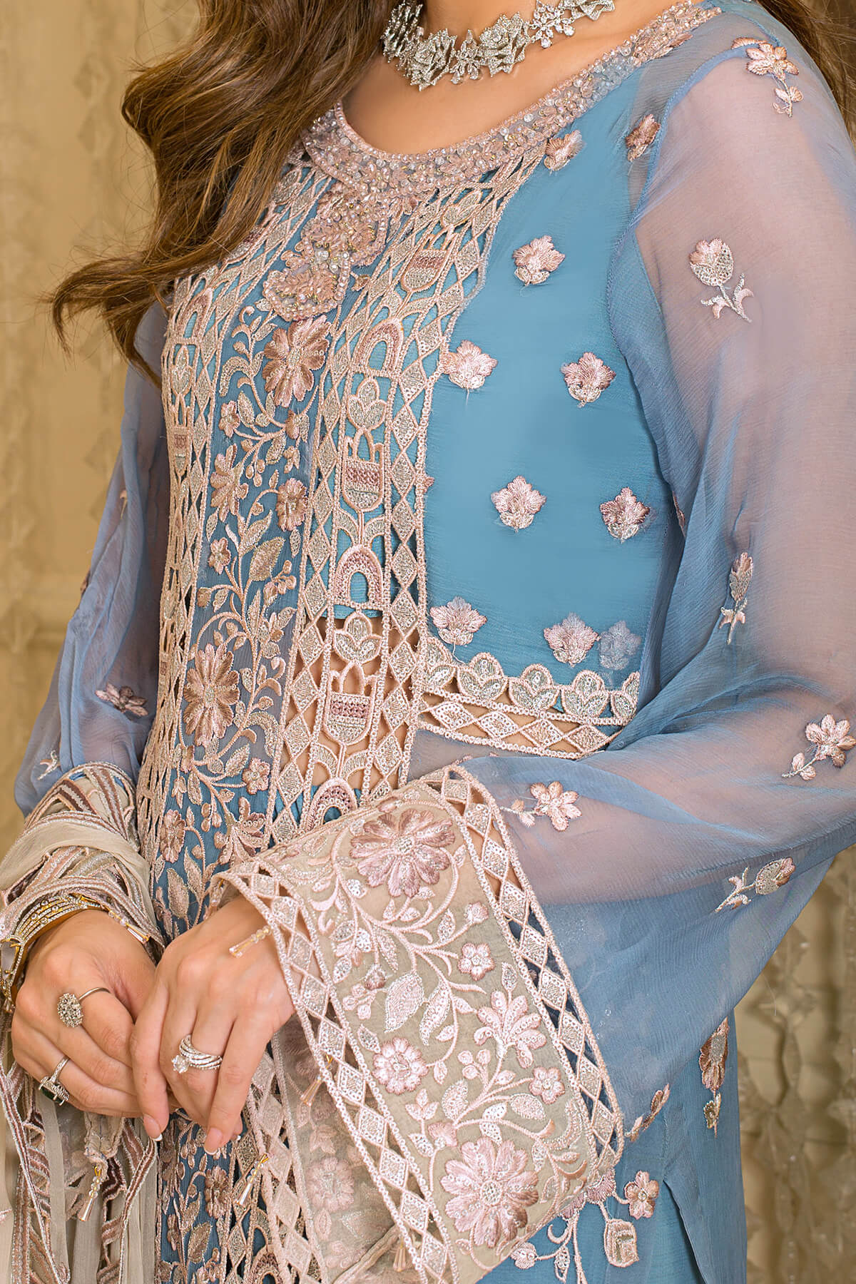 Elegant Blue Embellished Pakistani Salwar Kameez Dupatta – Nameera by ...