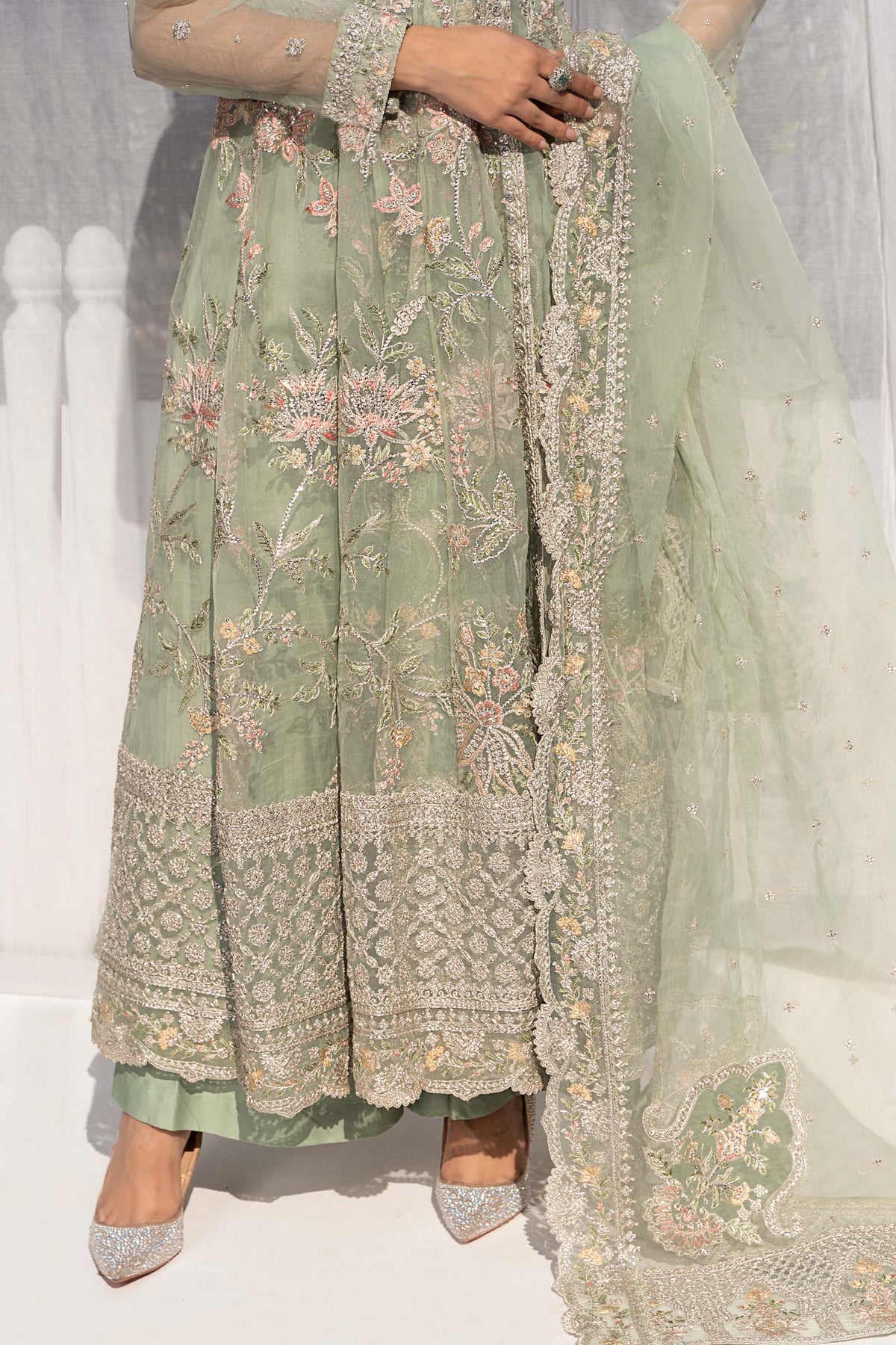 Ferozi Shade Maria B Embroidered Pakistani Party Wear Frock – Nameera ...