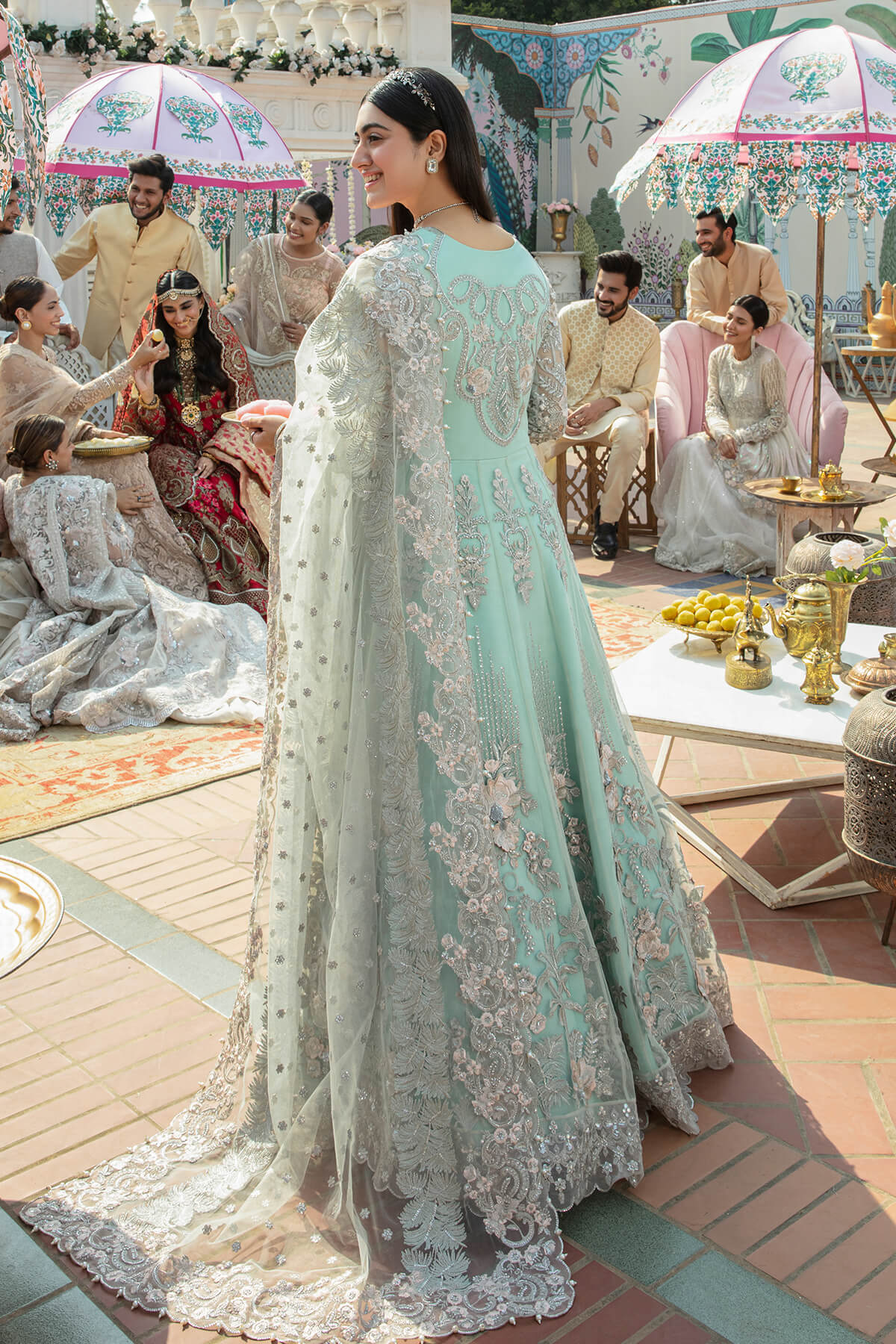 Embellished Ice Blue Pishwas Frock Pakistani Wedding Dress – Nameera by ...