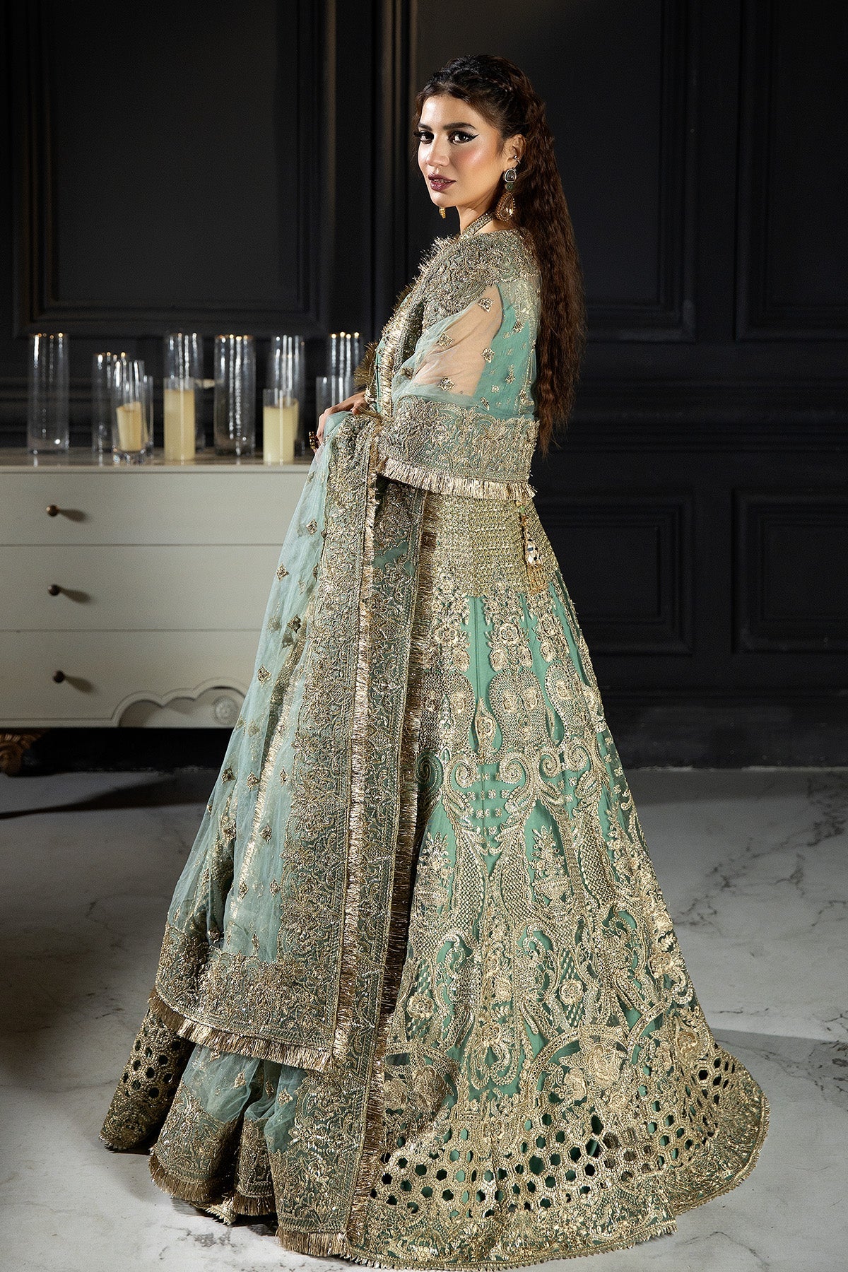 Pastel Mint Green Designer Pakistani Wedding Wear Pishwas – Nameera by ...