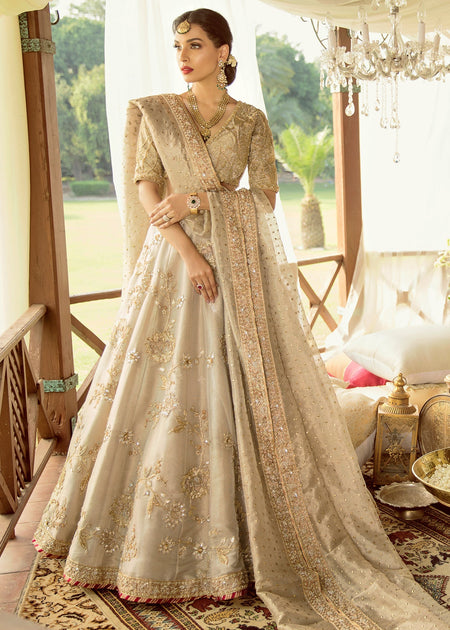Silver Gold Pakistani Bridal Dress in Lehenga Choli Style – Nameera by ...