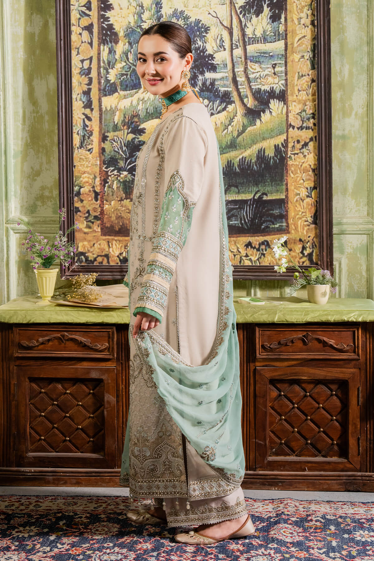 Silver Shade Embroidered Pakistani Salwar Kameez Dupatta – Nameera by ...