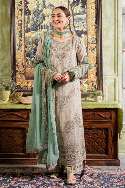 Silver Shade Embroidered Pakistani Salwar Kameez Dupatta – Nameera by ...