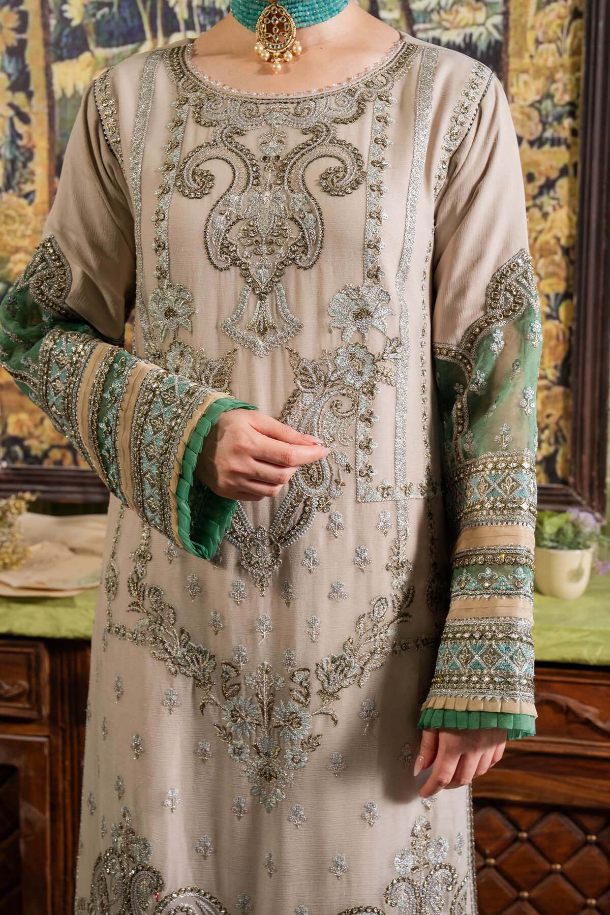 Silver Shade Embroidered Pakistani Salwar Kameez Dupatta – Nameera by ...