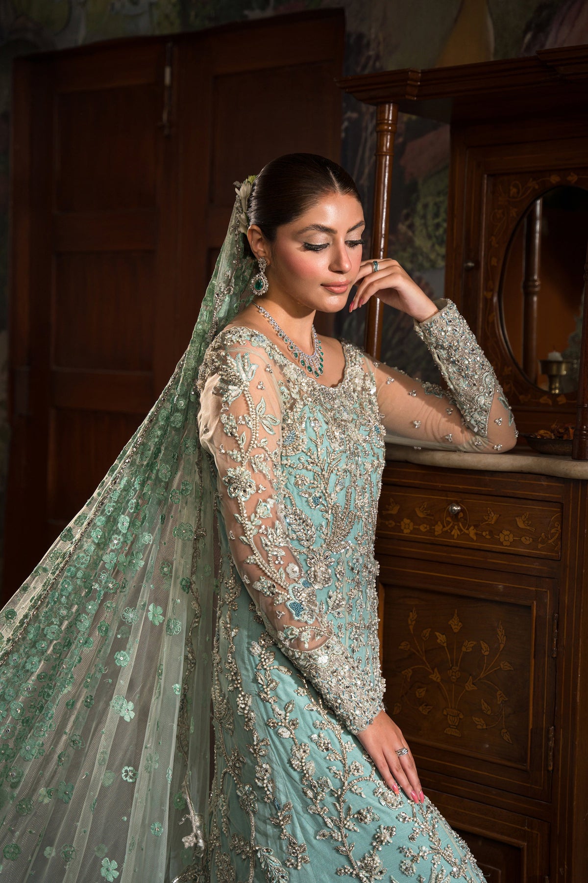 Blue Heavily Embellished Pakistani Bridal Dress Royal Pishwas Gown ...
