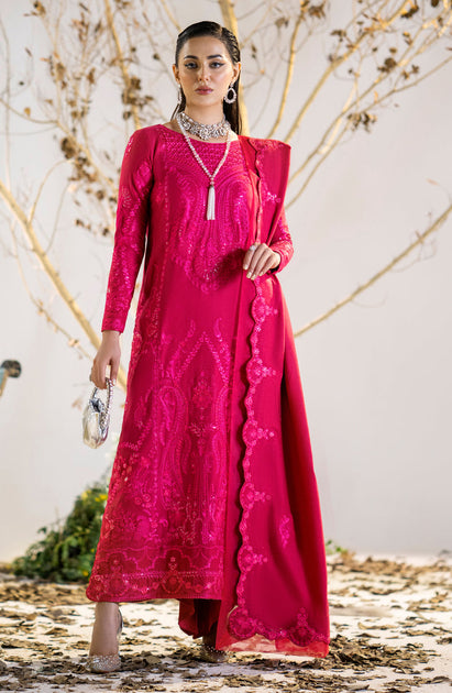 Stunning Shocking Pink Pakistani Salwar Kameez Suit – Nameera by Farooq