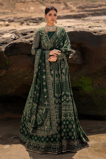 Traditional Bottle Green Pakistani Wedding Dress Pishwas – Nameera by ...
