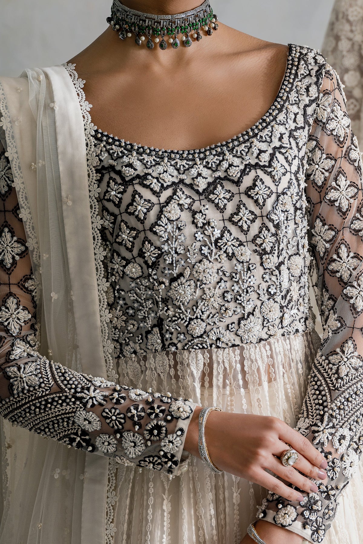Traditional Net Pishwas Frock Pakistani Wedding Dress – Nameera by Farooq