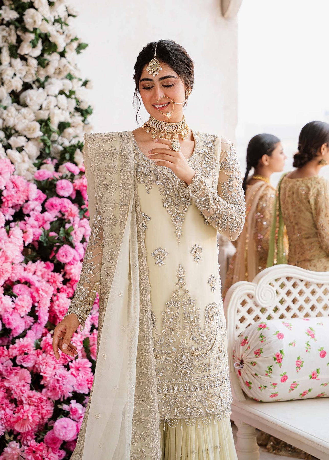 Luxury Silver Pakistani Salwar Suit in Sharara Kameez Style – Nameera ...