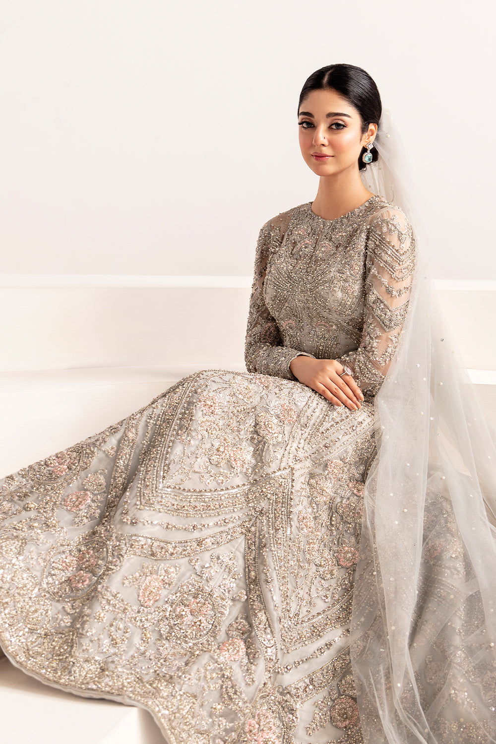 Embellished Walima Pakistani Bridal Dress in Gown Style – Nameera by Farooq