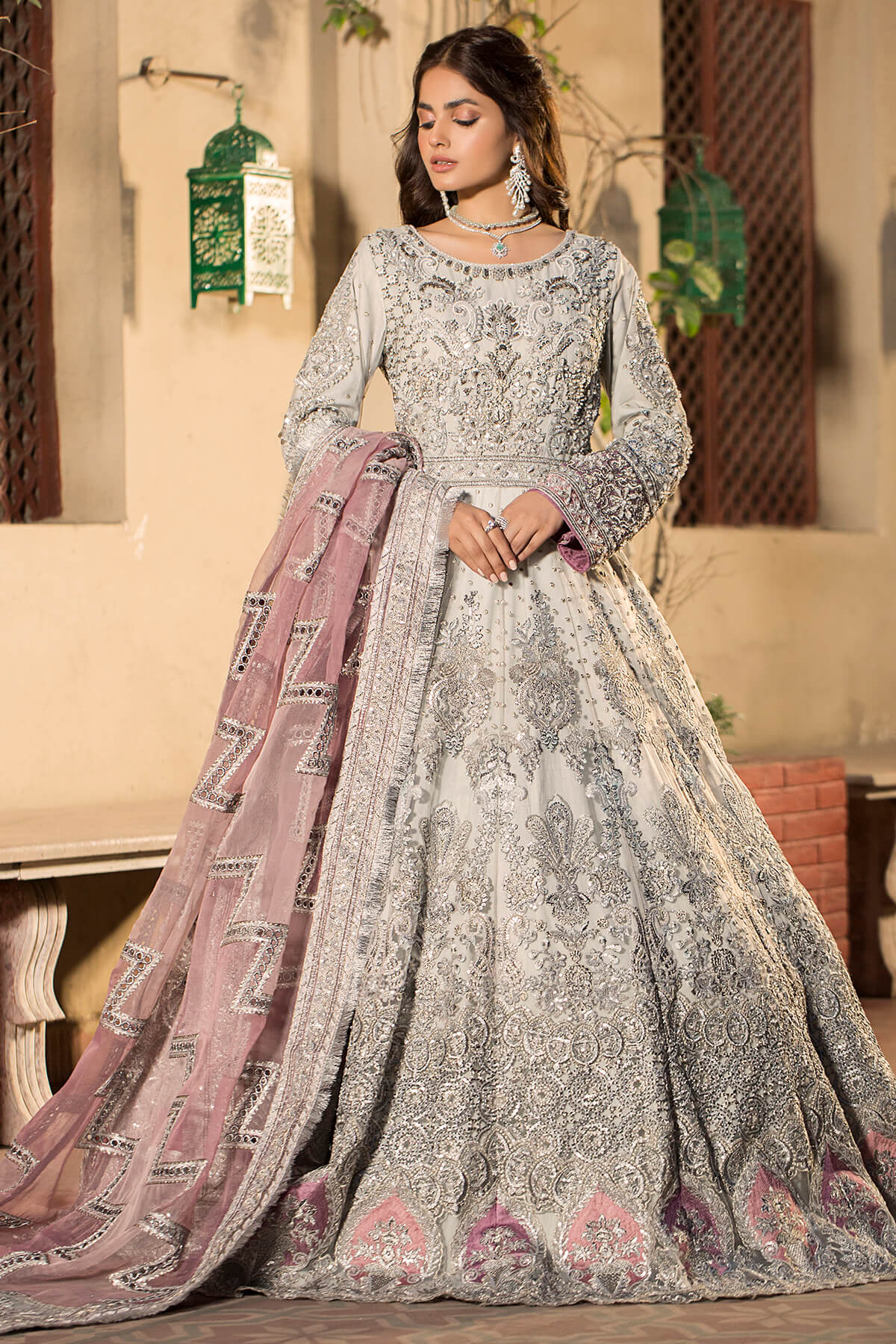 Latest Wedding Dress in Embellished Pishwas Frock Style – Nameera by Farooq