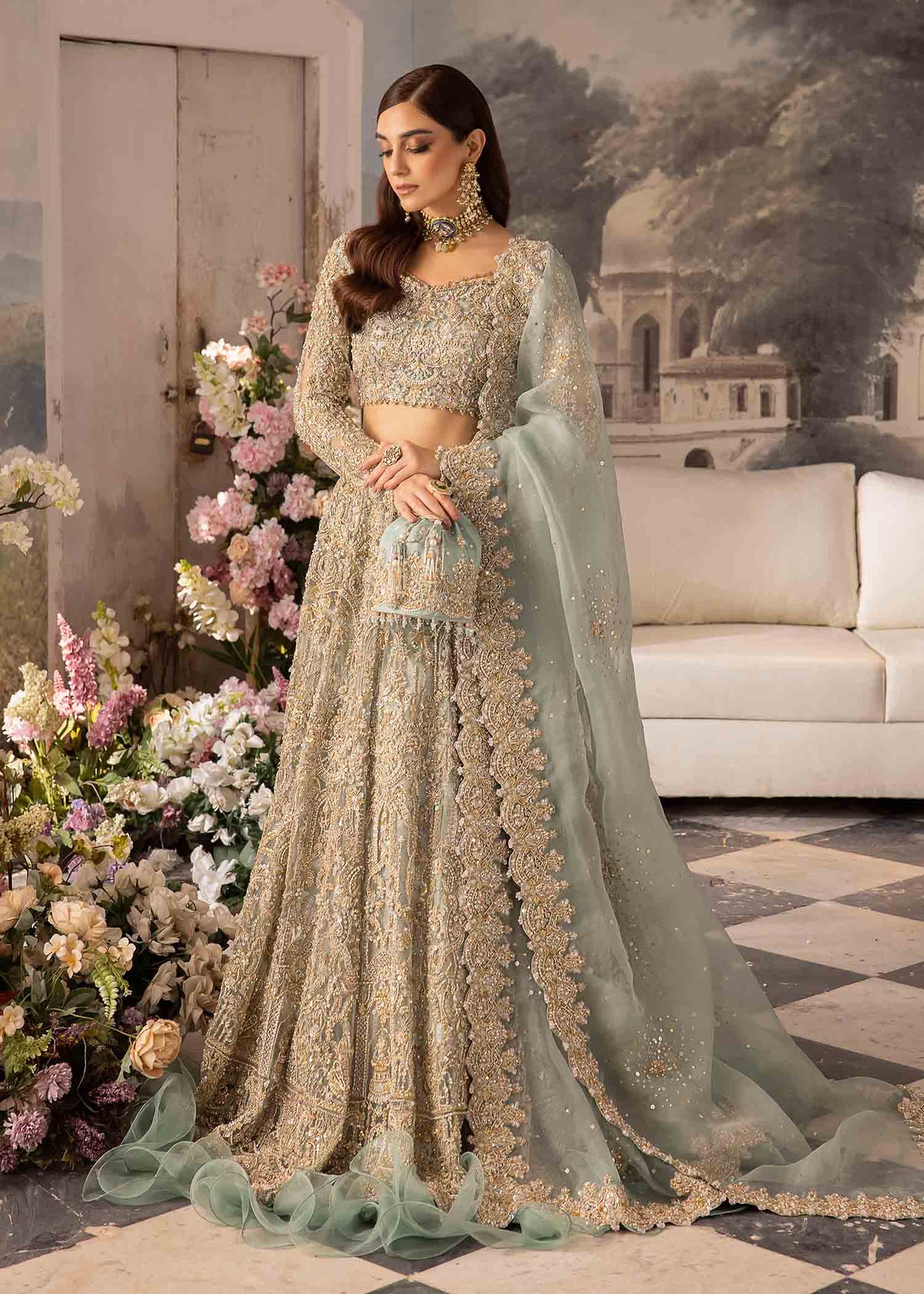 Wedding Lehenga Choli Dupatta Pakistani Bridal Dress – Nameera by Farooq