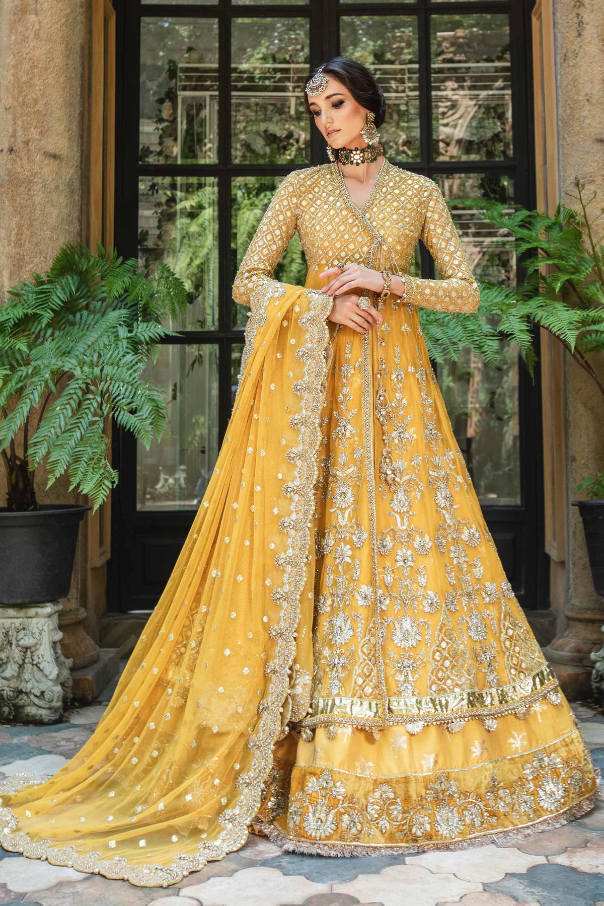 Pakistani Bridal Lehenga and Net Angrakha Frock Dress – Nameera by Farooq