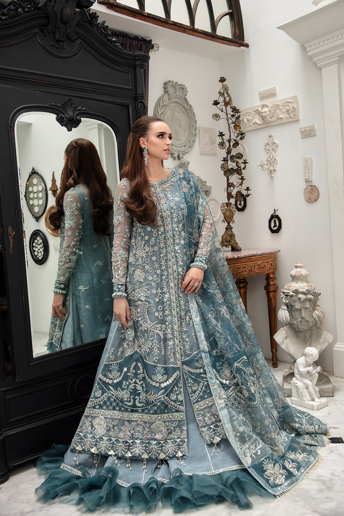 Zinc Shade Pakistani Wedding Dress Gown Style Pishwas – Nameera by Farooq