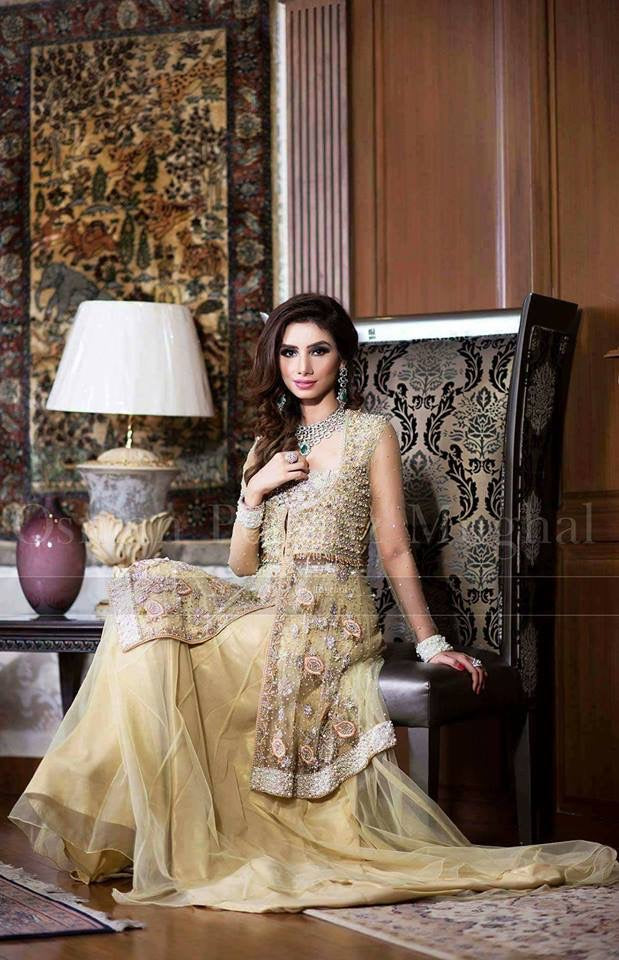 Wedding party dress with dabka threds and perls crystal work Model# P ...