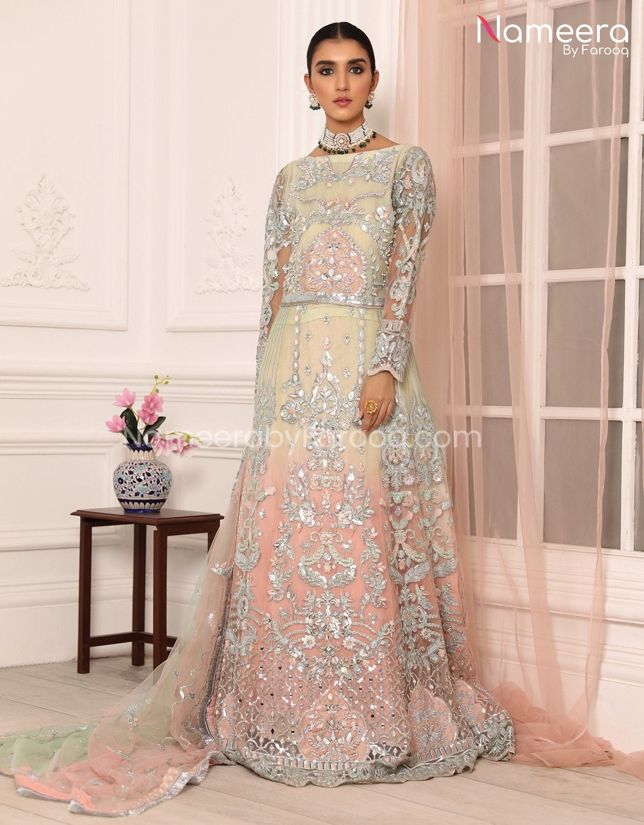 Agha Noor Pakistani Long Dress in Pastel Shades Online 2021 – Nameera ...