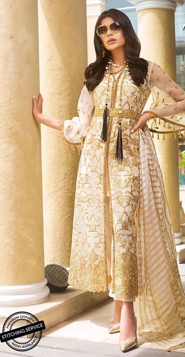 Asian style dresses embellished with gold zari & sequins – Nameera by ...