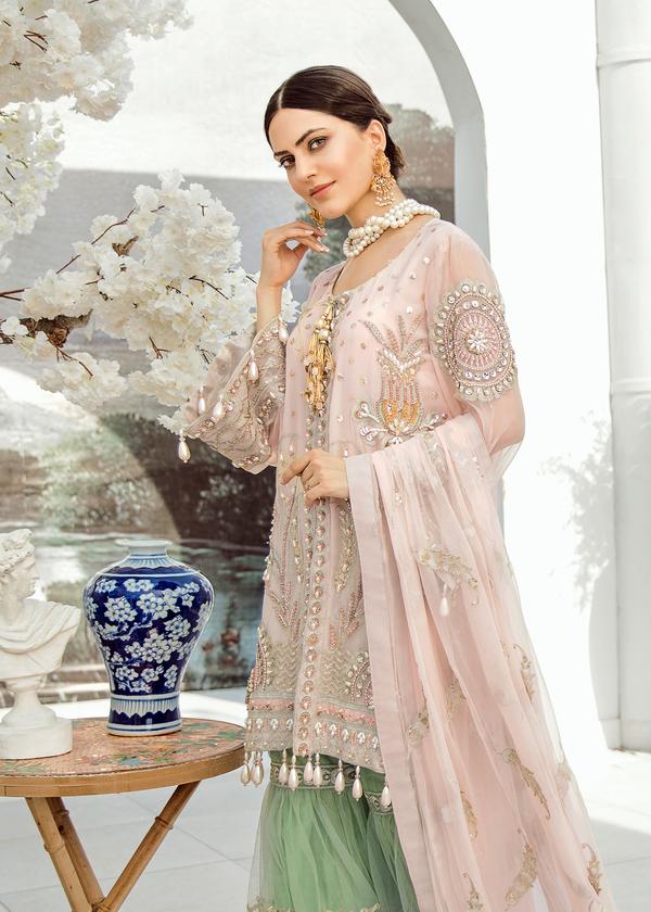 Buy Pakistani Sharara With Hand Embellished Embroidery – Nameera by Farooq