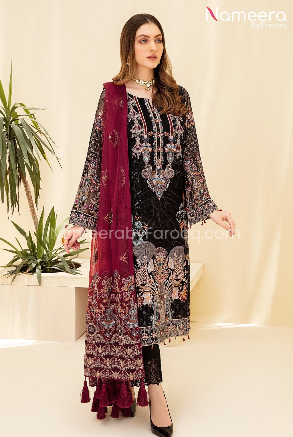 Baroque Pakistani Black Dress Party Wear Latest Online 2021 – Nameera ...
