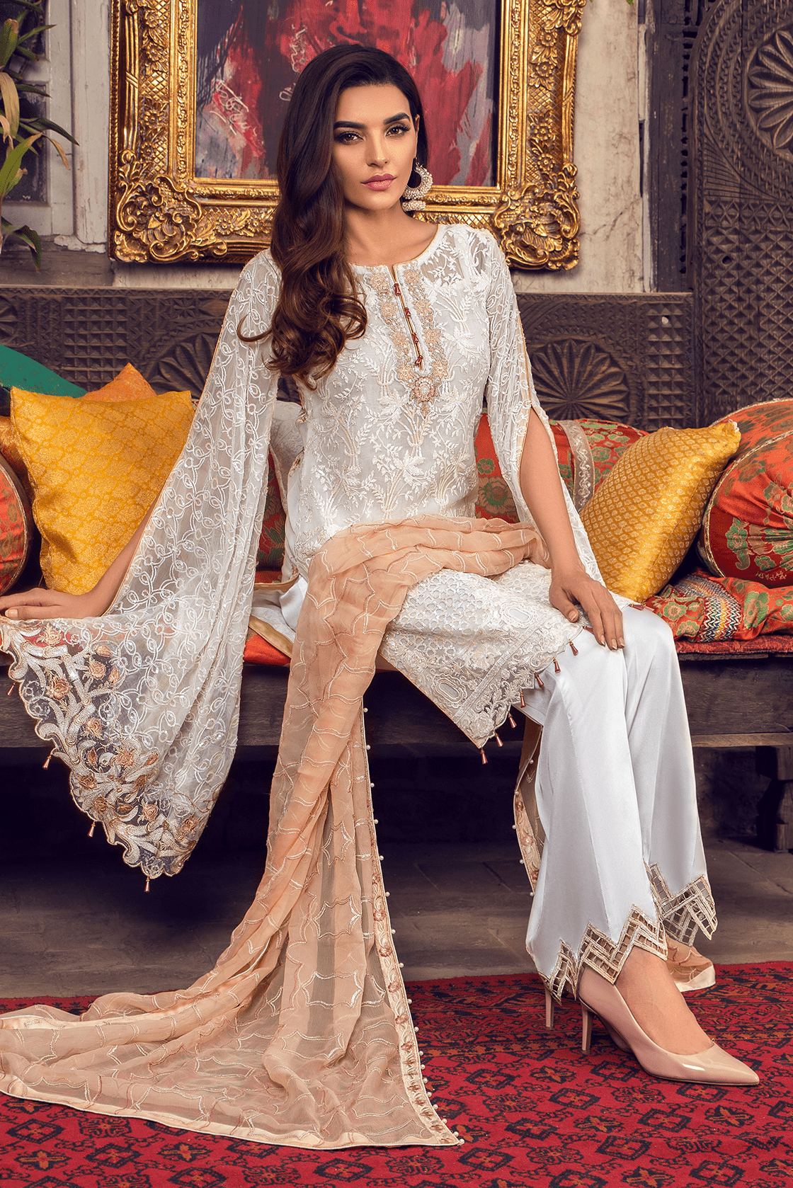 Buy this bell bottom trouser design with shirt in USA – Nameera by Farooq