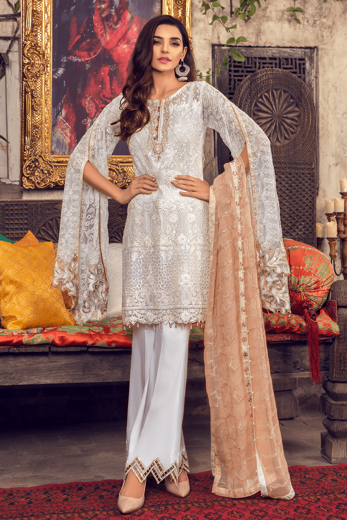 Buy this bell bottom trouser design with shirt in USA – Nameera by Farooq