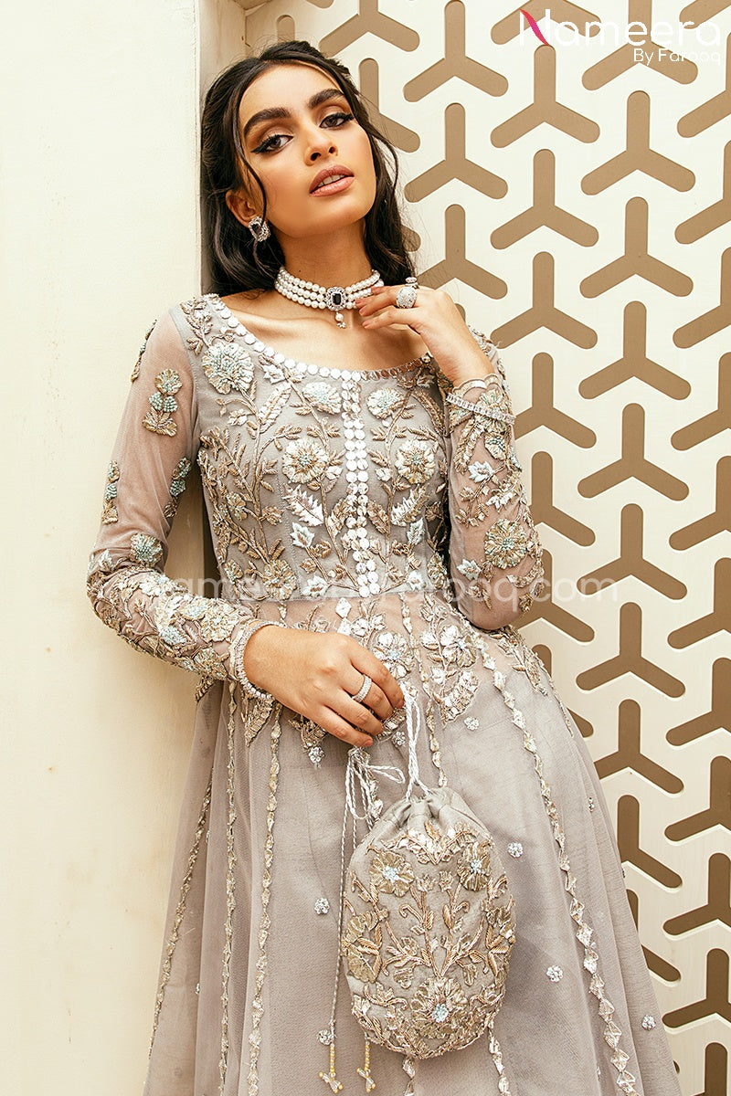 Pakistani Bridal Pakistani Walima Maxi Dress in Ice Blue – Nameera by ...