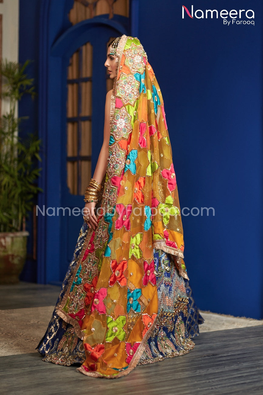 Royal Pakistani Ghagra Choli for Bridal Mehndi Dress – Nameera by Farooq