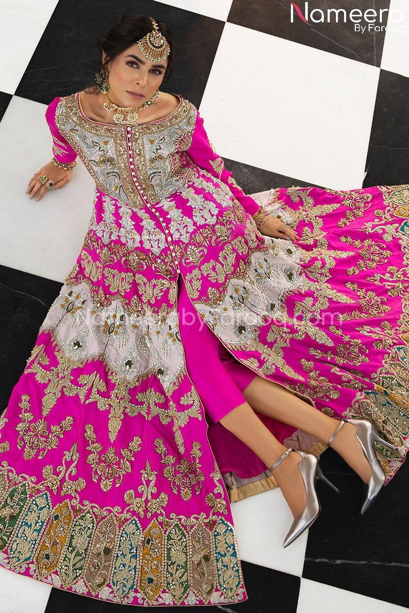 Latest Magenta Color Dress Bridal in Pishwas Design Online – Nameera by ...