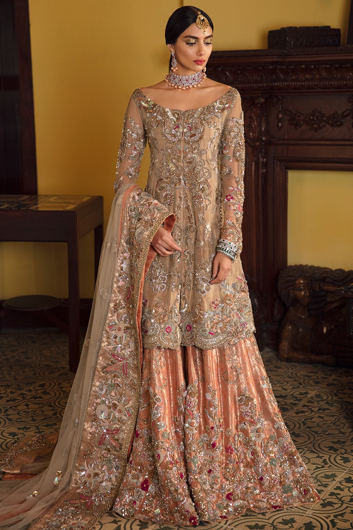 Buy Bridal Sharara Dress for Wedding Online – Nameera by Farooq