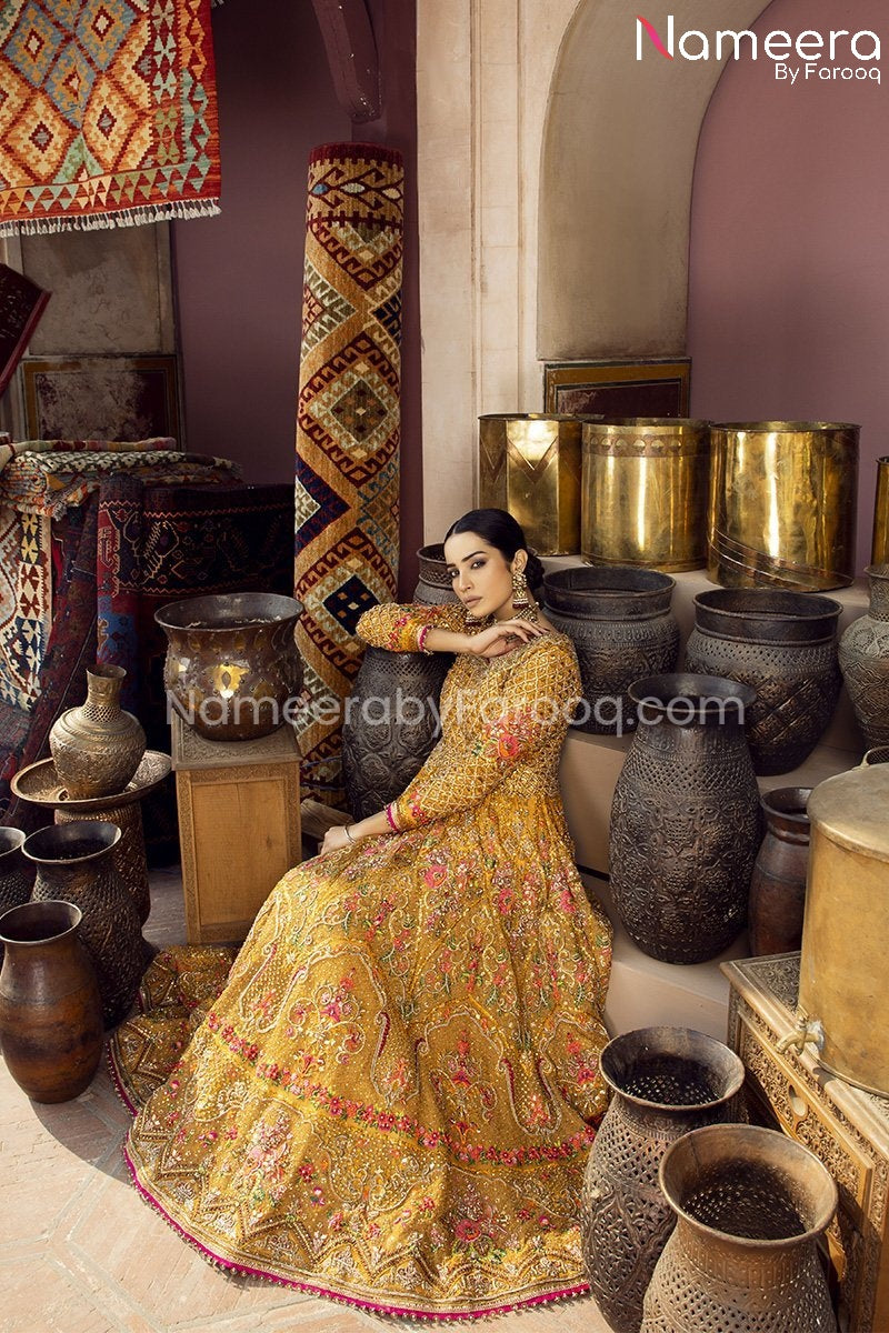 Pakistani Bridal Frock in Pishwas Design with Sharara Dress – Nameera ...