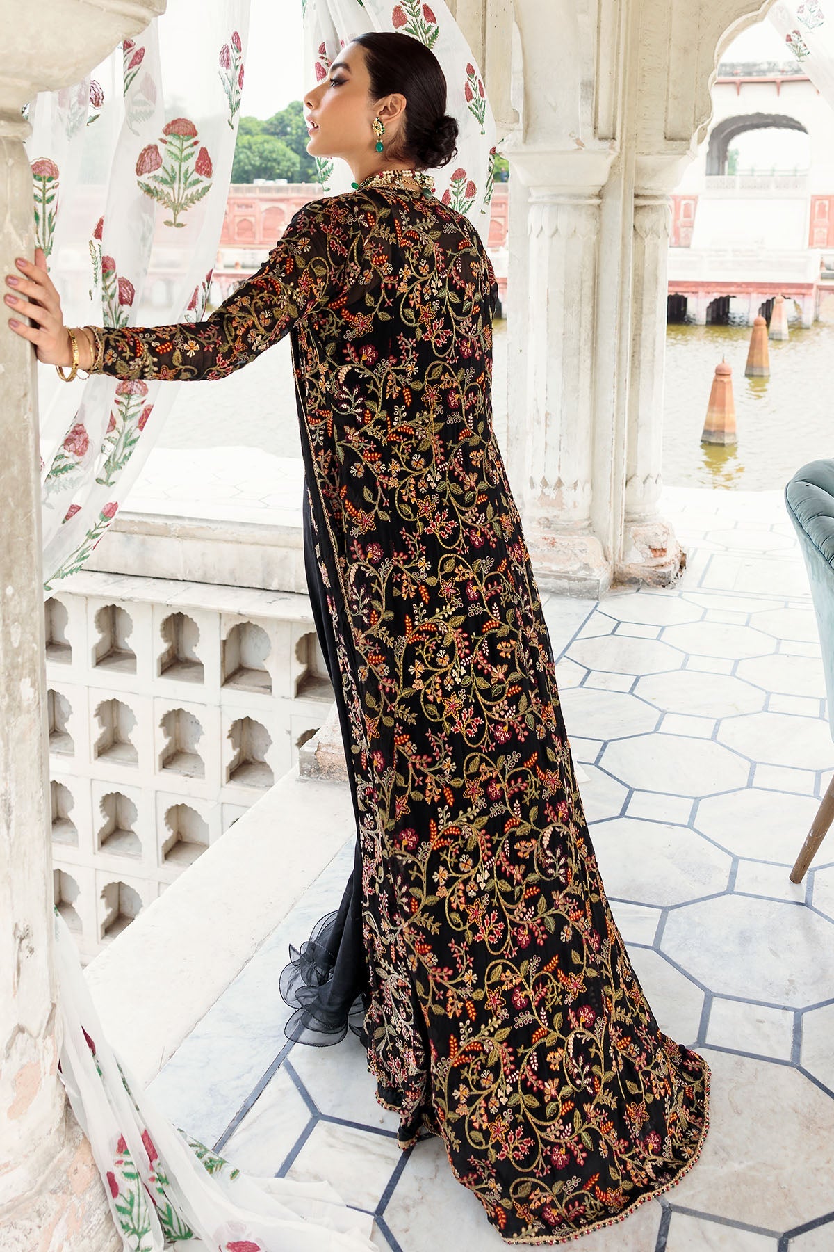 Pakistani Traditional Embroidered Black Gown with Dupatta – Nameera by ...