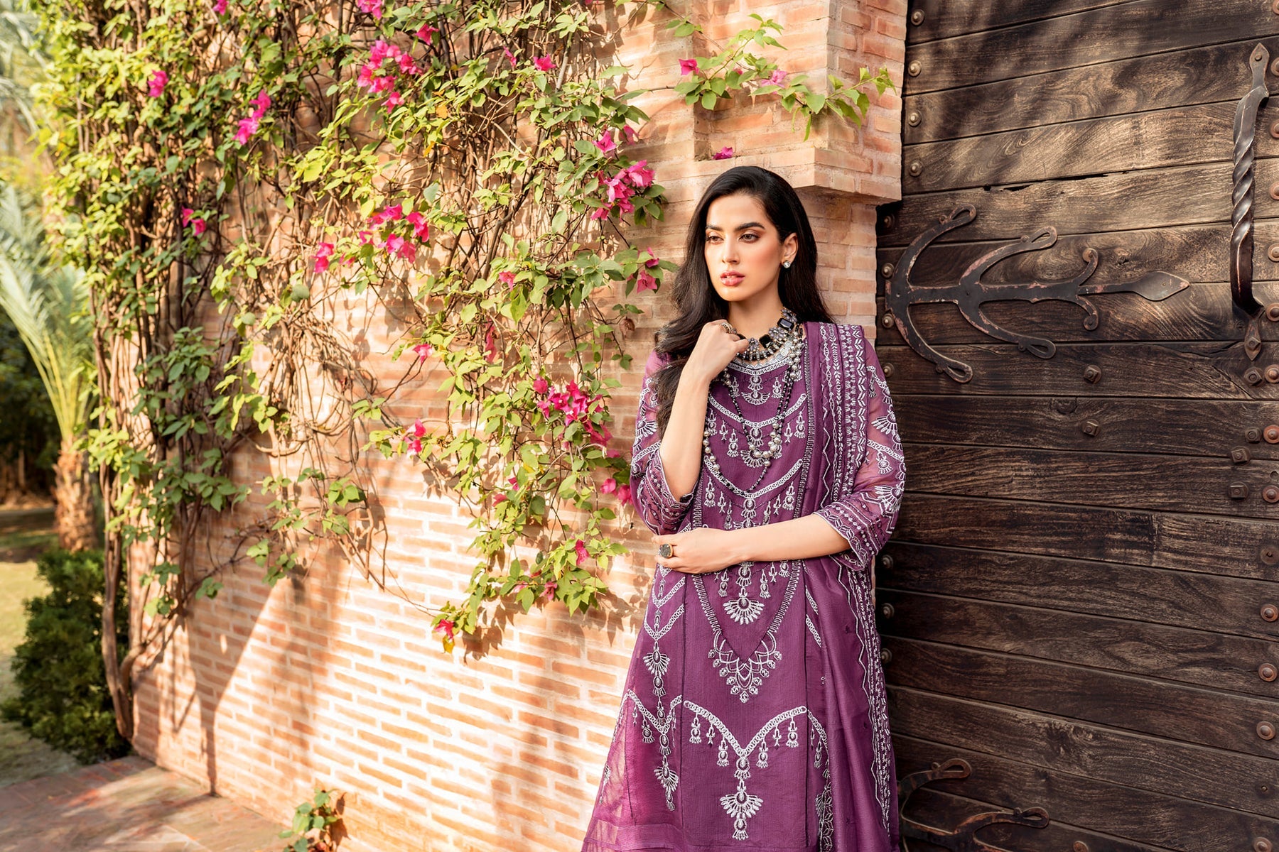 Elegant Pakistani Purple Dress in Gown Trouser Style for Eid – Nameera ...