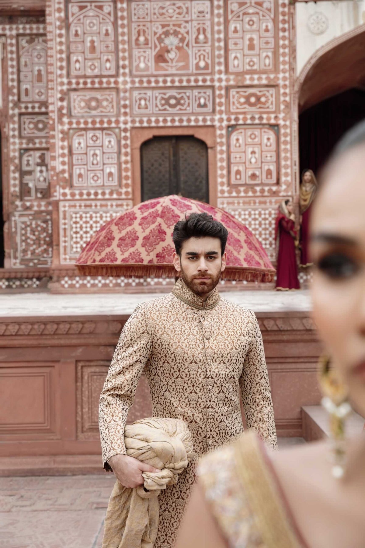 Cream Mens Sherwani Shawl Dress for Pakistani Groom Dresses – Nameera ...