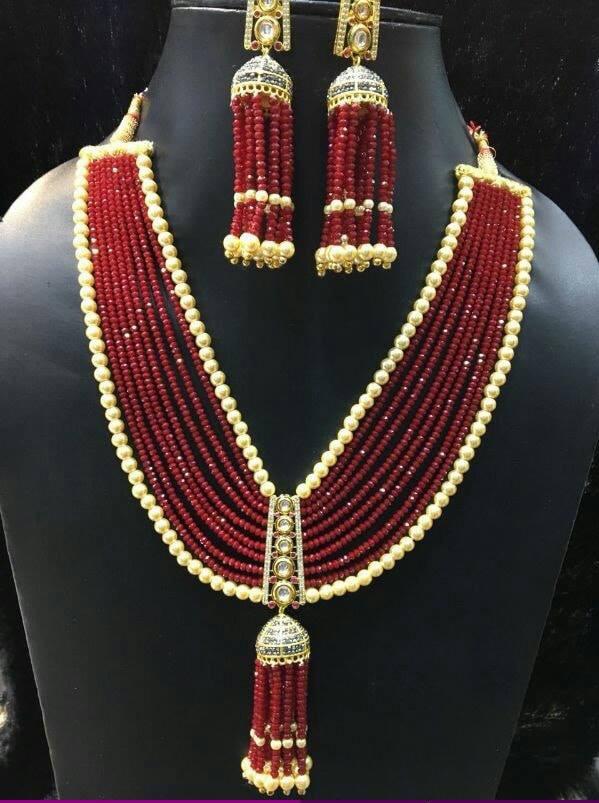 Crystal Jewellery | Get This Complete Set in Maroon color – Nameera by ...