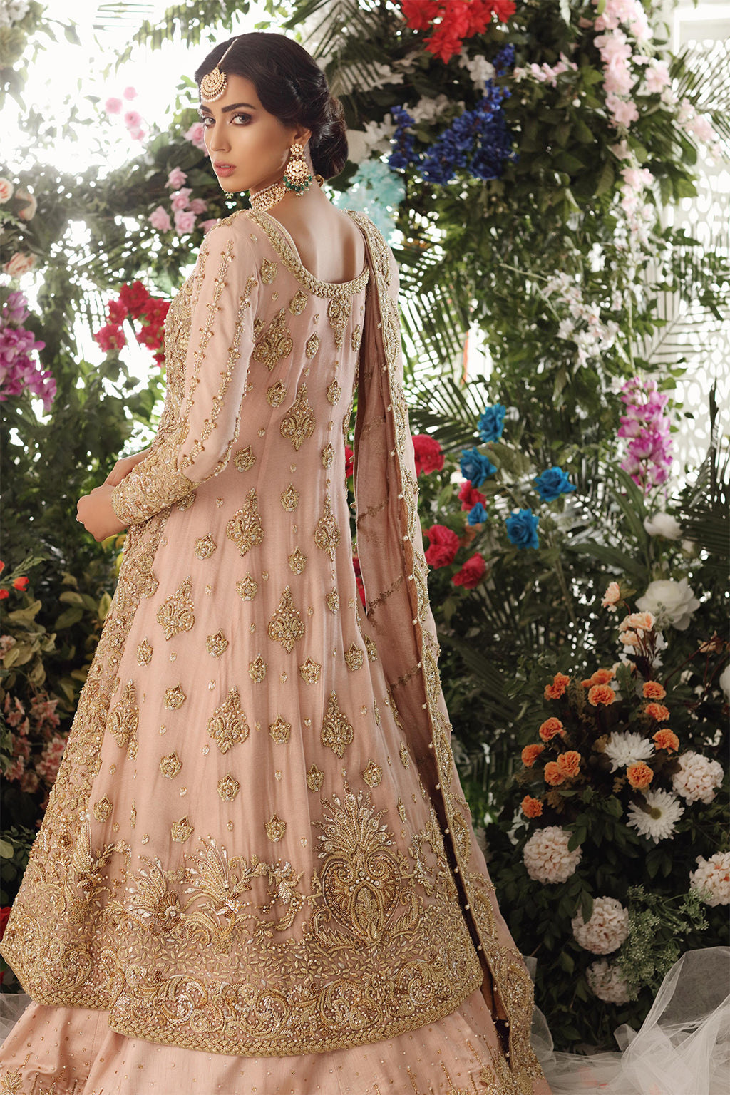 Purple Kalidar Pishwas for Pakistani Mehndi Dresses – Nameera by Farooq