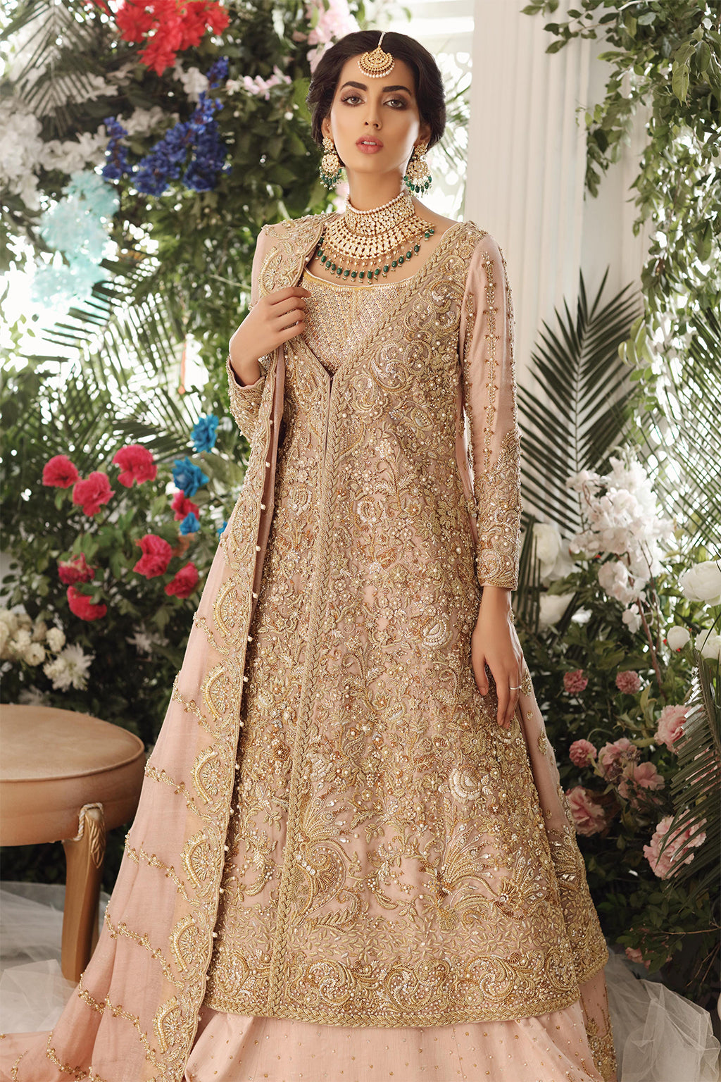Purple Kalidar Pishwas for Pakistani Mehndi Dresses – Nameera by Farooq